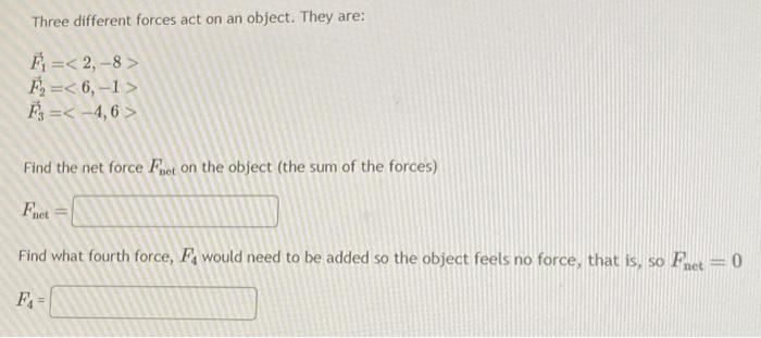 Solved Three Different Forces Act On An Object They Are