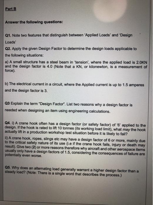 Solved Part B Answer the following questions: Q1. Note two | Chegg.com
