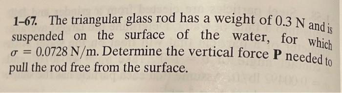 Solved 1-67. The triangular glass rod has a weight of 0.3 N | Chegg.com