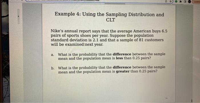 Solved Example 4: Using the Sampling Distribution and CLT | Chegg.com