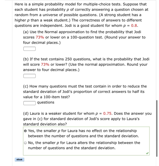 Solved Here is a simple probability model for | Chegg.com