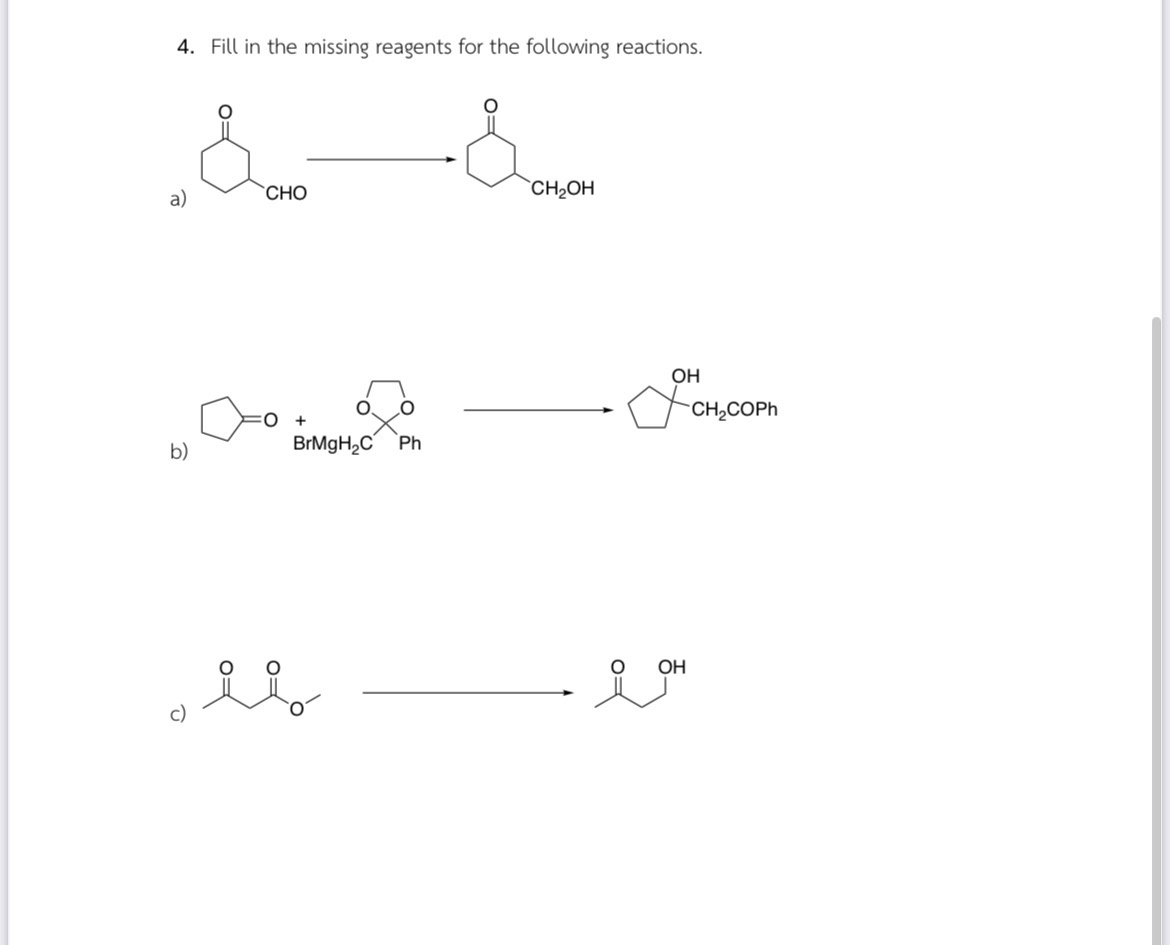 Solved Fill in the missing reagents for the following | Chegg.com