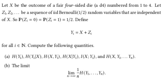 Solved Let x ﻿be the outcome of a fair four-sided die (a d4) | Chegg.com