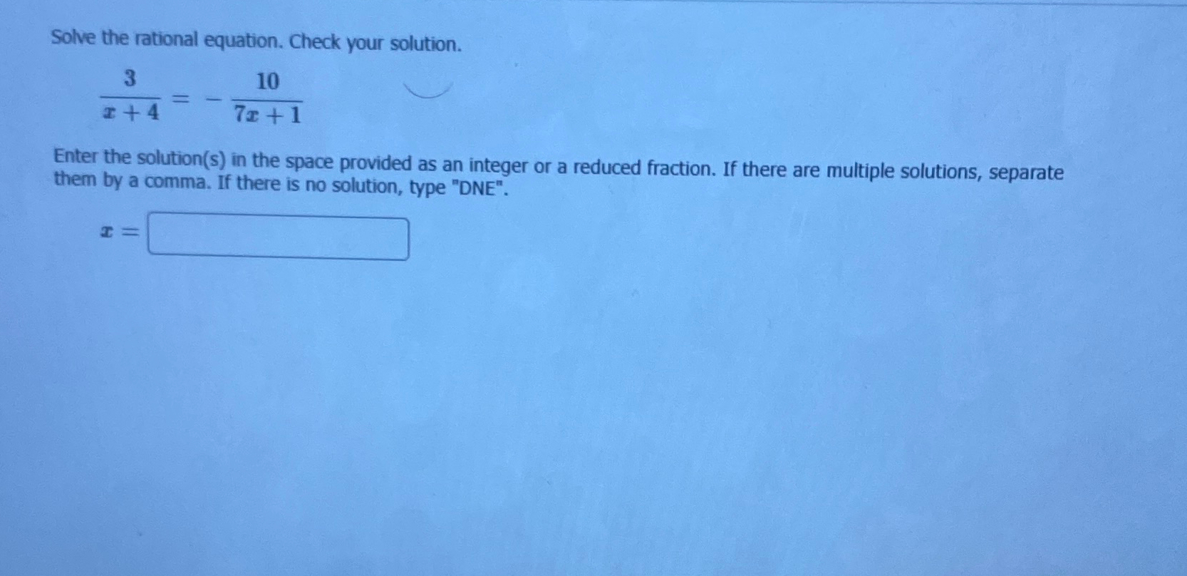 Solved Solve the rational equation. Check your | Chegg.com