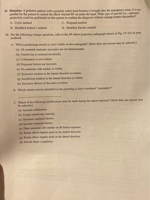 Solved 48. Situation: A pediatric patient with a possible | Chegg.com