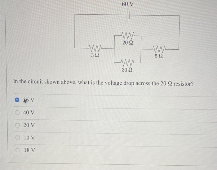 Solved In the circuit shown above, what is the voltage drop | Chegg.com