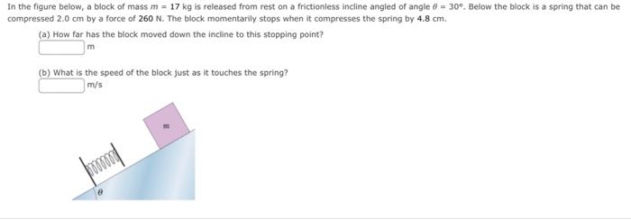 Solved In the figure below, a block of mass m=17 kg is | Chegg.com