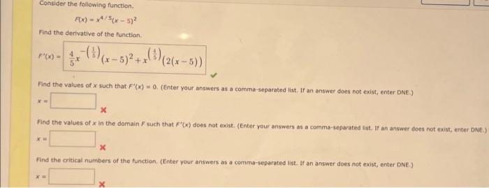 Solved Consider The Following Function F X X² 5 X 5 ²