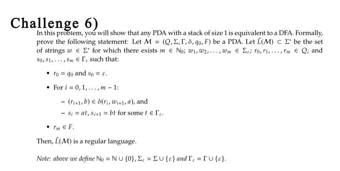 Solved hallenge 6) In this problem, you will show that any | Chegg.com
