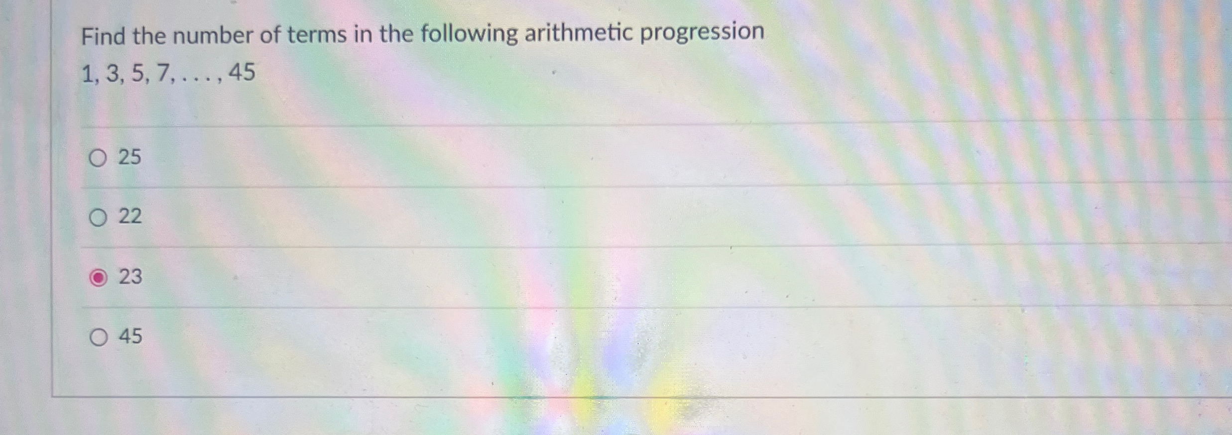 Solved Find the number of terms in the following arithmetic | Chegg.com