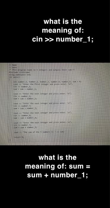 Solved what is the meaning of: cin >> number_1;what is the | Chegg.com
