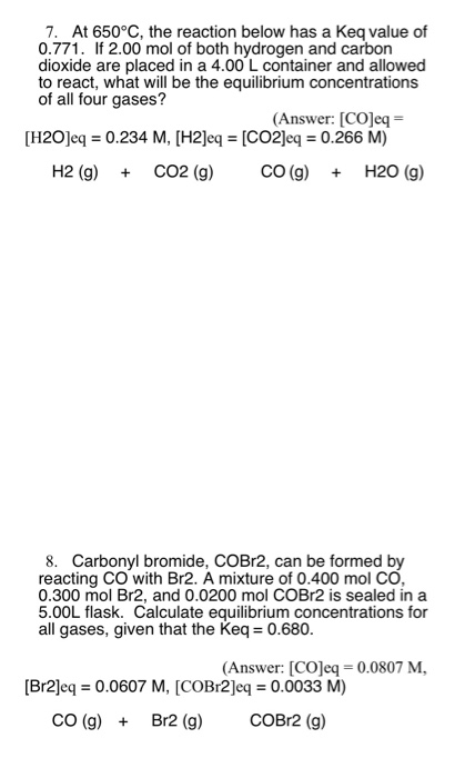 Solved Keq and ICE Problems Worksheet I. Calculate the | Chegg.com