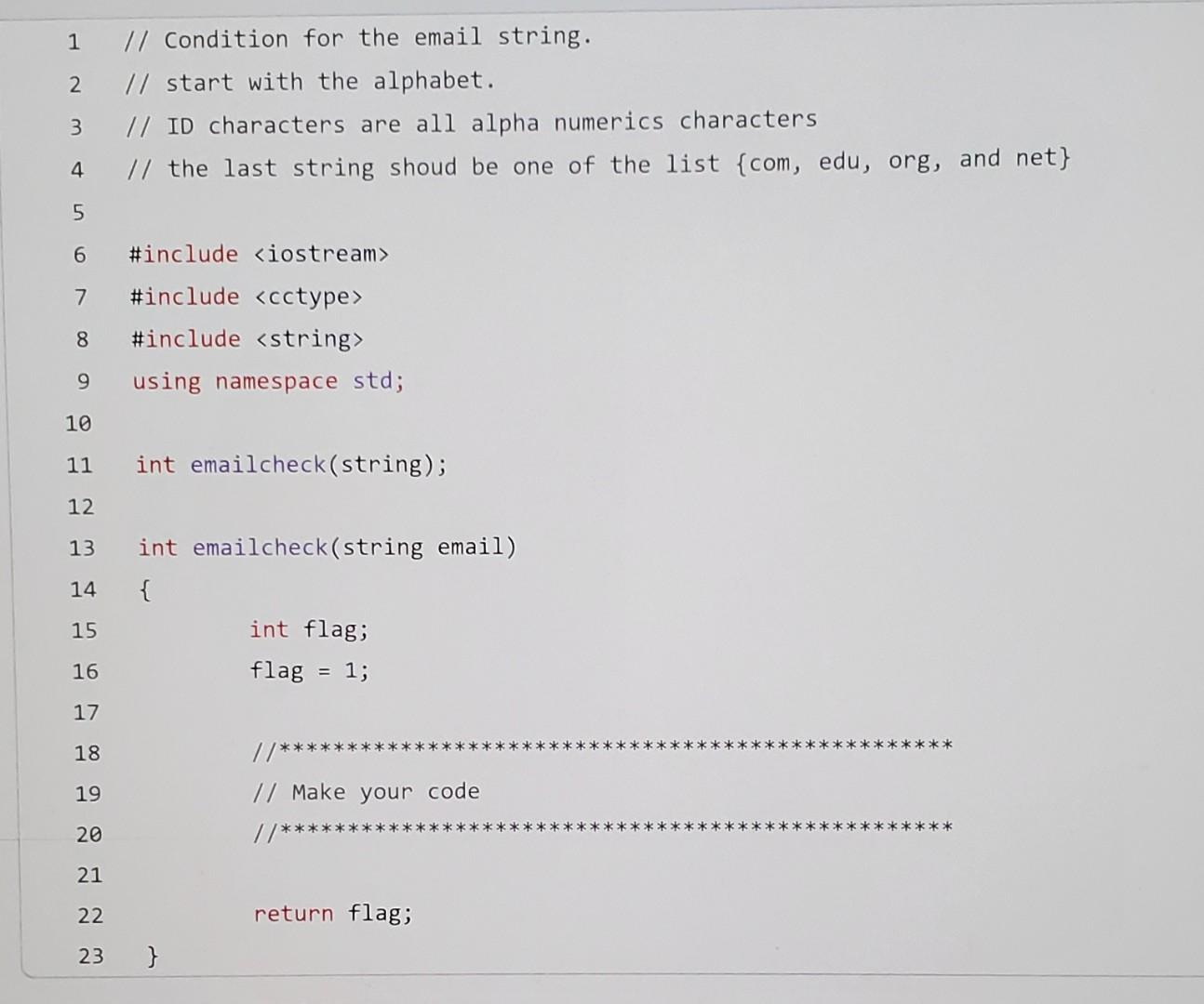 Solved Validate the email account We will make a program | Chegg.com