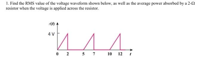 [Solved]: 1. Find the RMS value of the voltage waveform sho