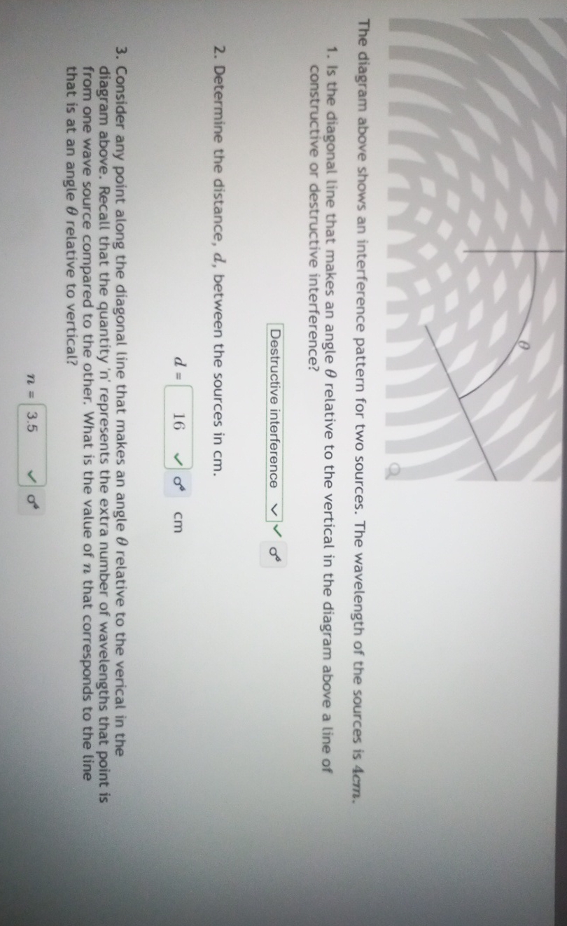 Solved The diagram above shows an interference pattern for | Chegg.com