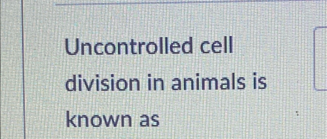 Solved Uncontrolled cell division in animals is known as | Chegg.com