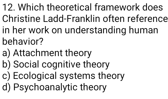 Solved Which theoretical framework does Christine | Chegg.com