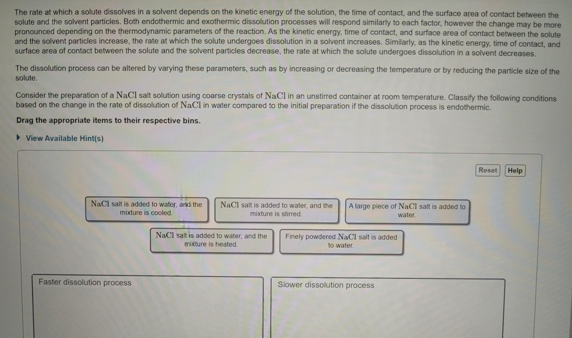 Solved The rate at which a solute dissolves in a solvent | Chegg.com