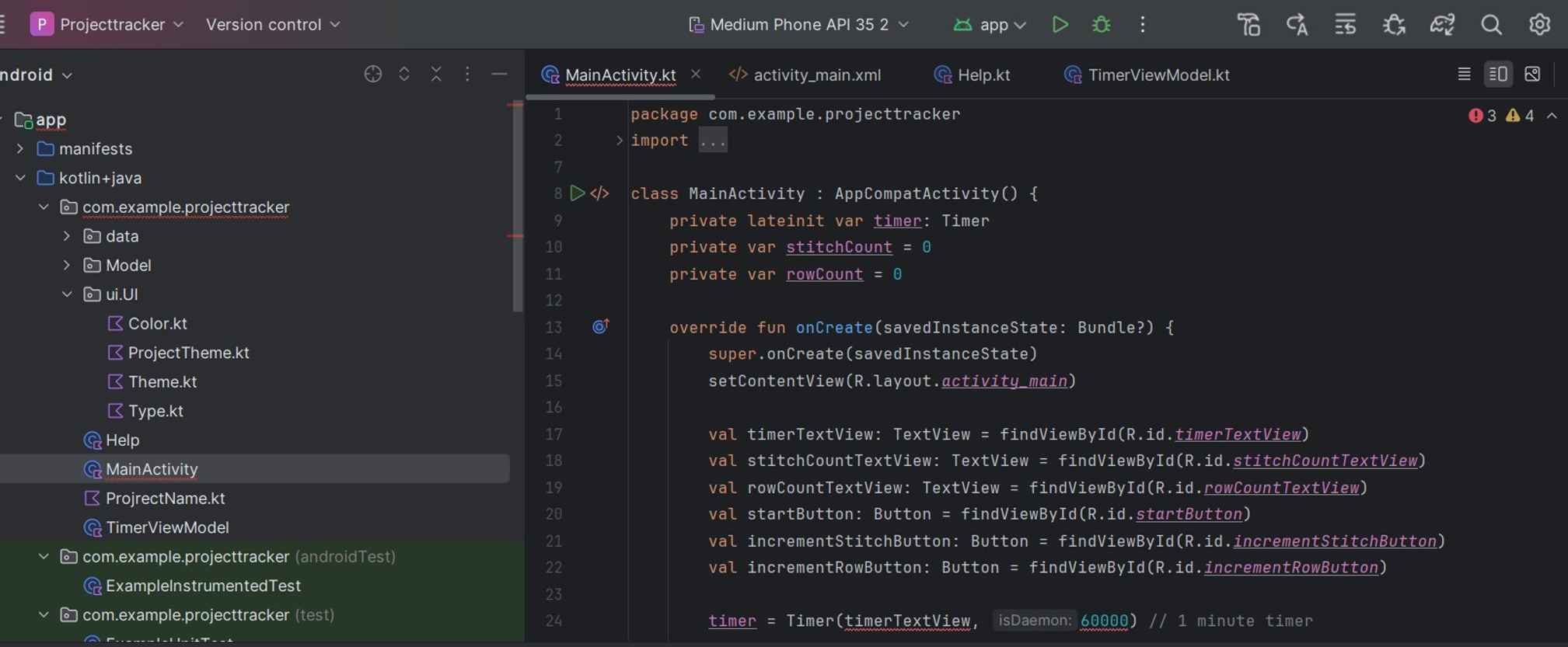 Solved I'm trying to build a kotlin app that counts rows and | Chegg.com
