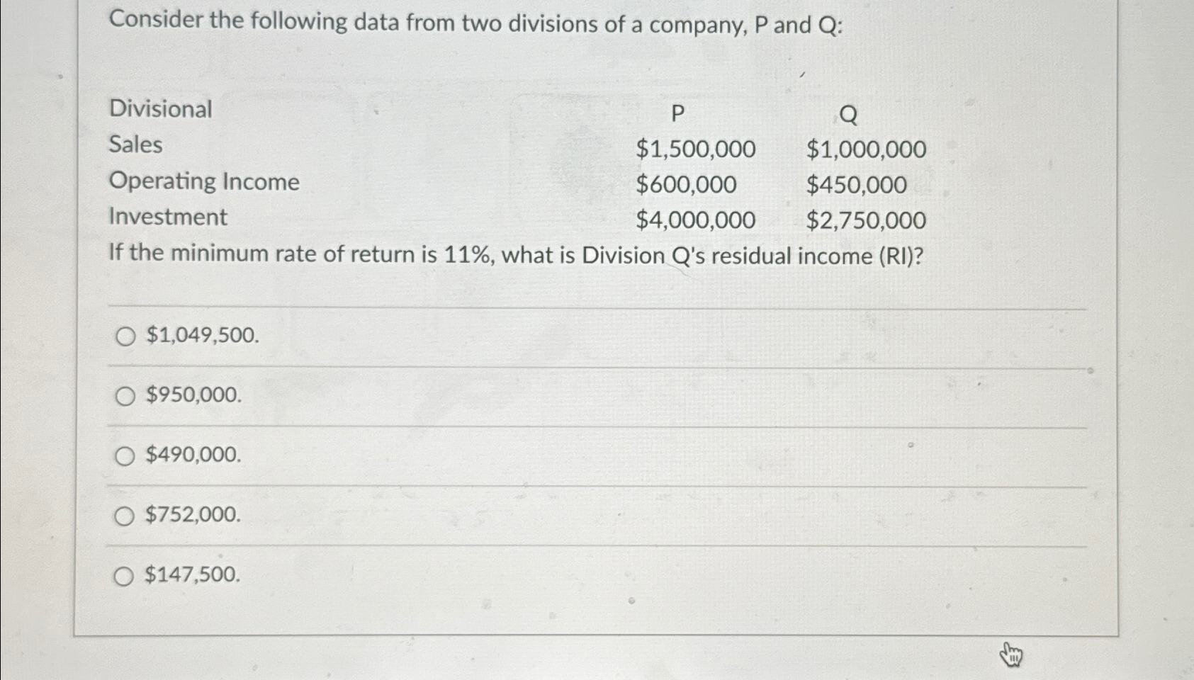 Solved Consider the following data from two divisions of a | Chegg.com