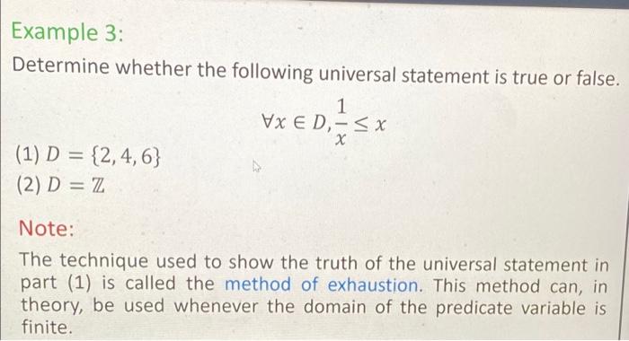 Solved Example 3: Determine whether the following universal | Chegg.com