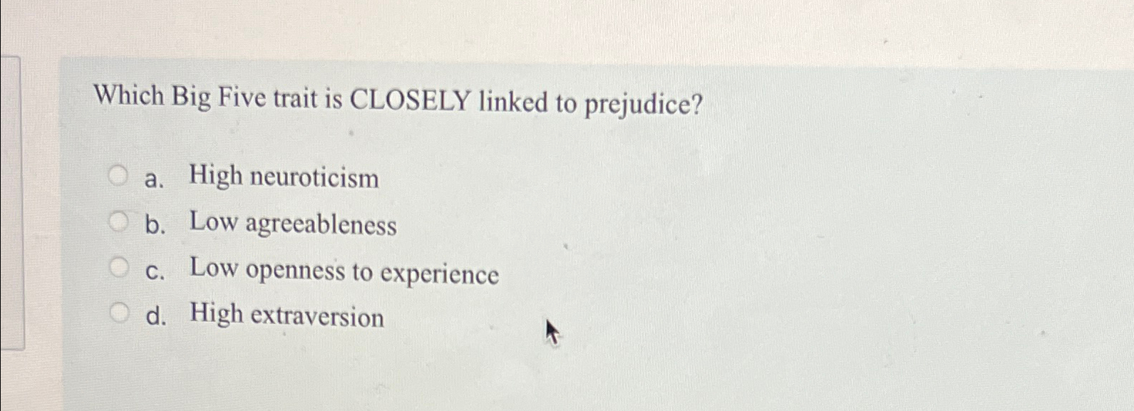 Solved Which Big Five trait is CLOSELY linked to | Chegg.com