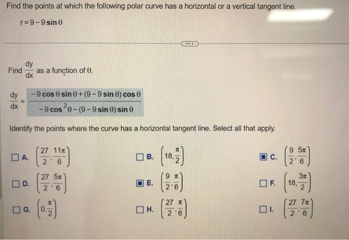 Solved Find the points at which the following polar curve | Chegg.com