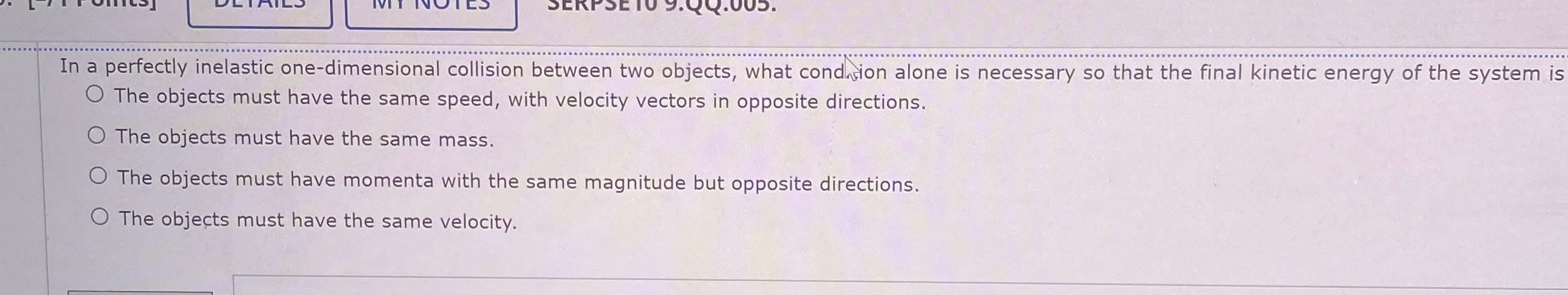 Solved In a perfectly inelastic one-dimensional collision | Chegg.com
