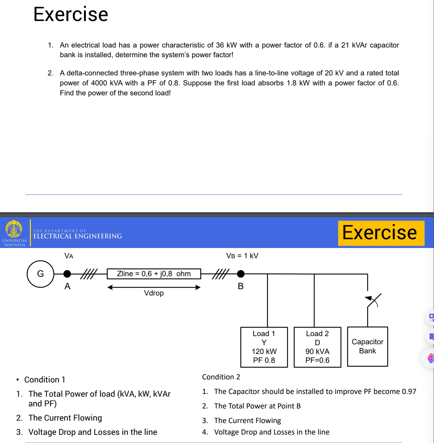 Solved Exercise1. ﻿An electrical load has a power | Chegg.com