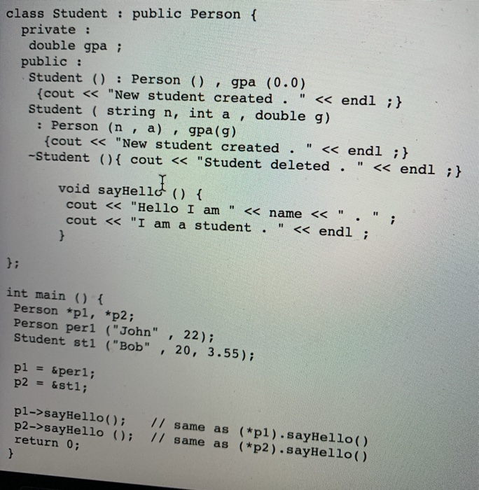 Inheriting member functions /Make changes as noted | Chegg.com
