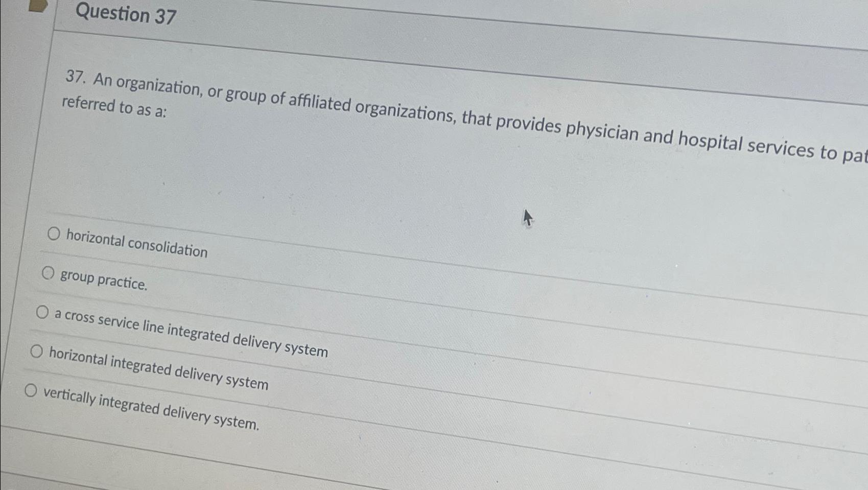 Solved Question 3737. ﻿An organization, or group of | Chegg.com