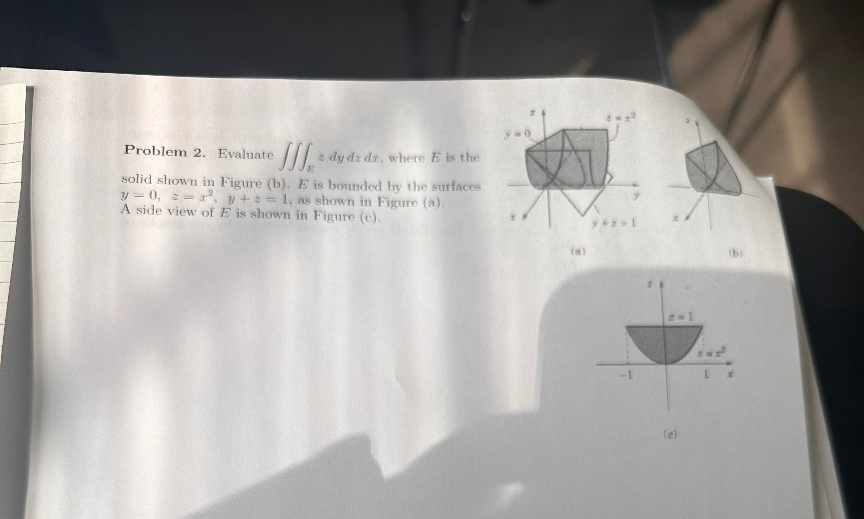 Solved Problem 2. ﻿Evaluate ∭Ezdydzdx, ﻿where E ﻿is the | Chegg.com