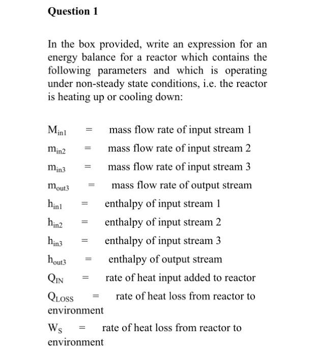 Solved Question 1 In the box provided, write an expression | Chegg.com
