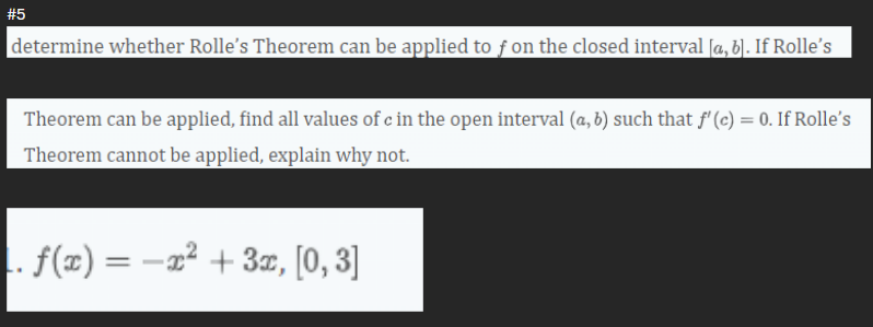 Solved #5determine whether Rolle's Theorem can be applied to | Chegg.com