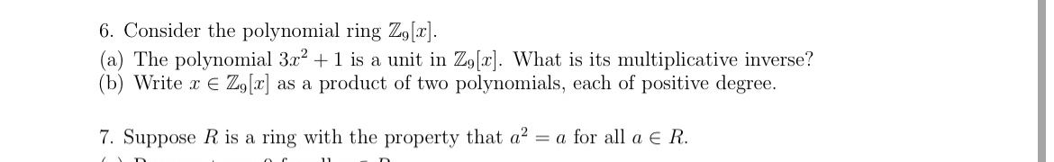 Solved Consider the polynomial ring Z9[x].(a) ﻿The | Chegg.com
