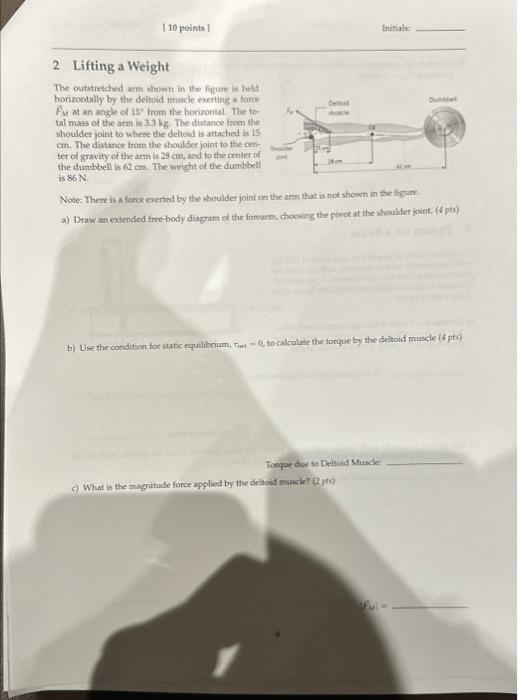 Solved 2 Lifting a Weight The outstretched arm shown in the | Chegg.com