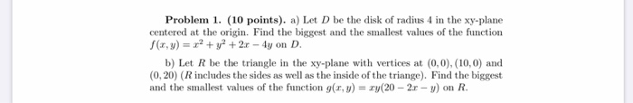 Solved Problem 1. (10 points). a) Let D be the disk of | Chegg.com