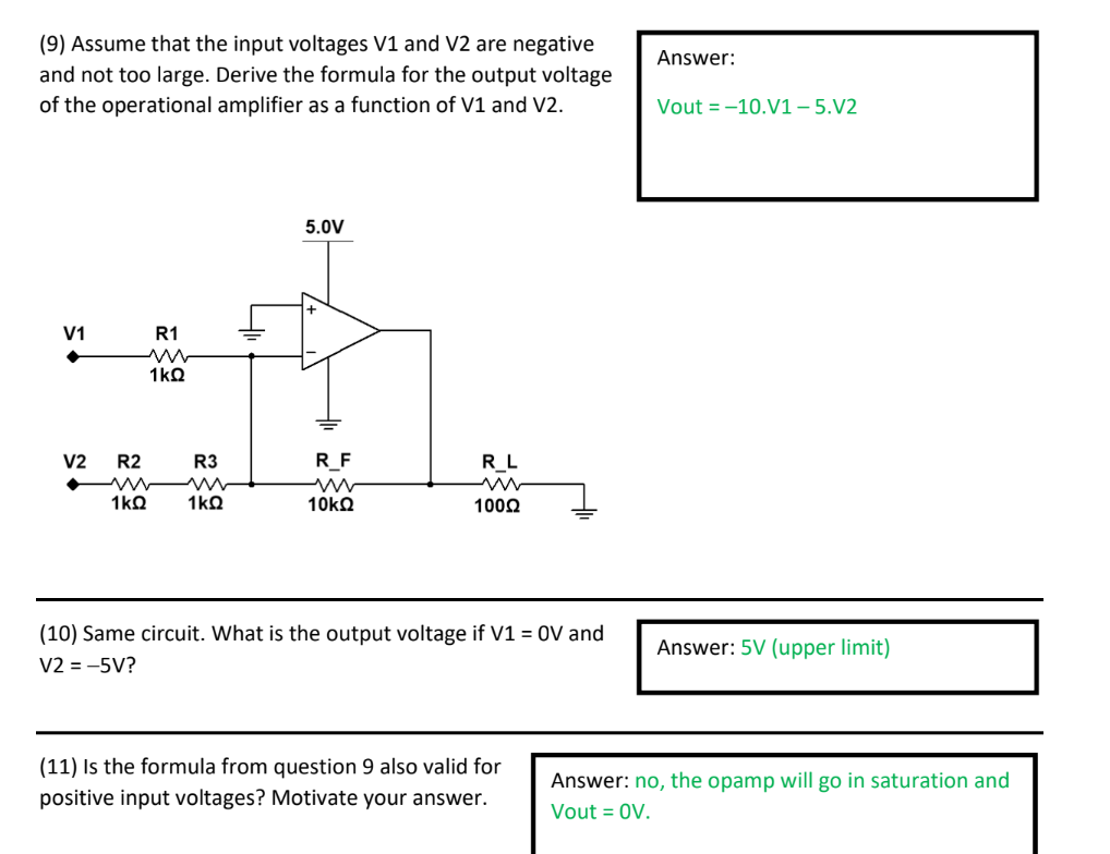 Solved (9) ﻿Assume that the input voltages V1 ﻿and V2 ﻿are | Chegg.com