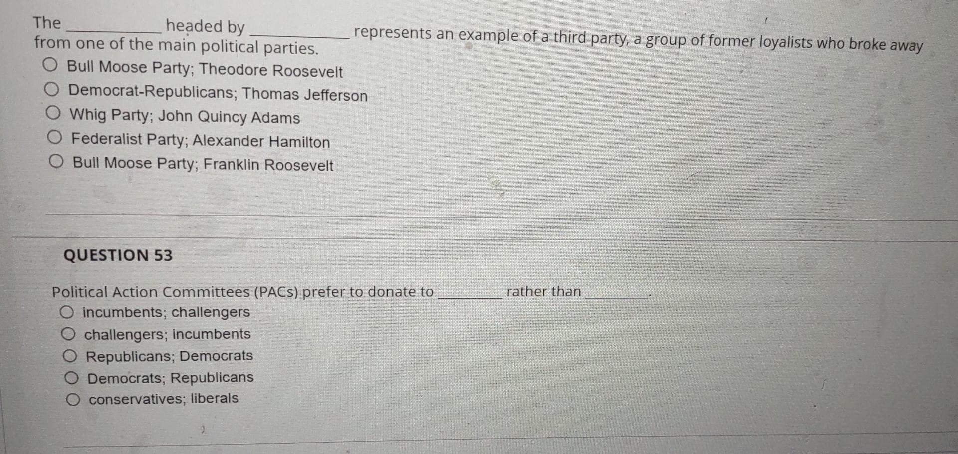 The headed by from one of the main political parties. | Chegg.com