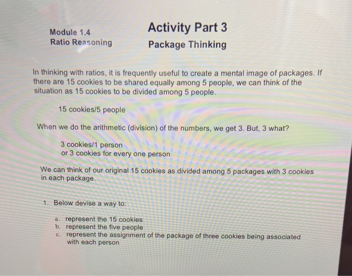 Solved Module 1.4 Ratio Reasoning Activity Part 3 Package | Chegg.com