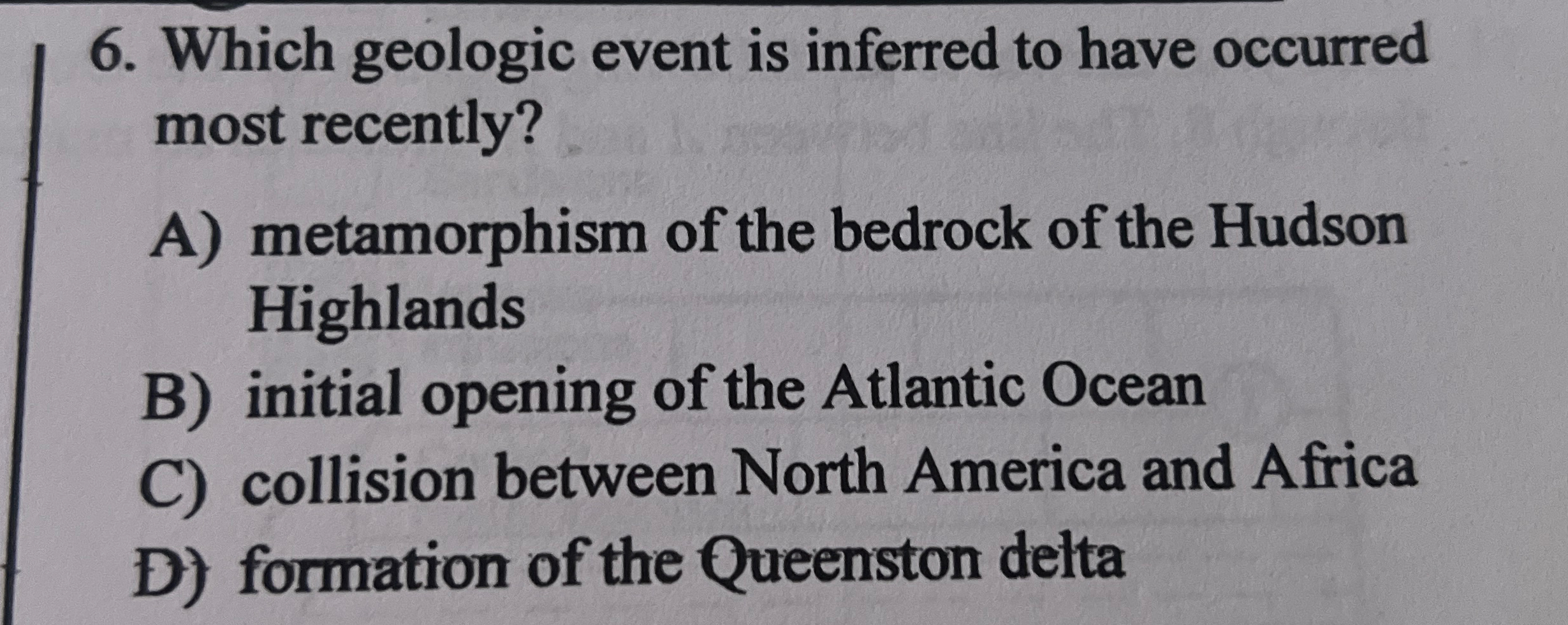 Solved Which geologic event is inferred to have occurred | Chegg.com