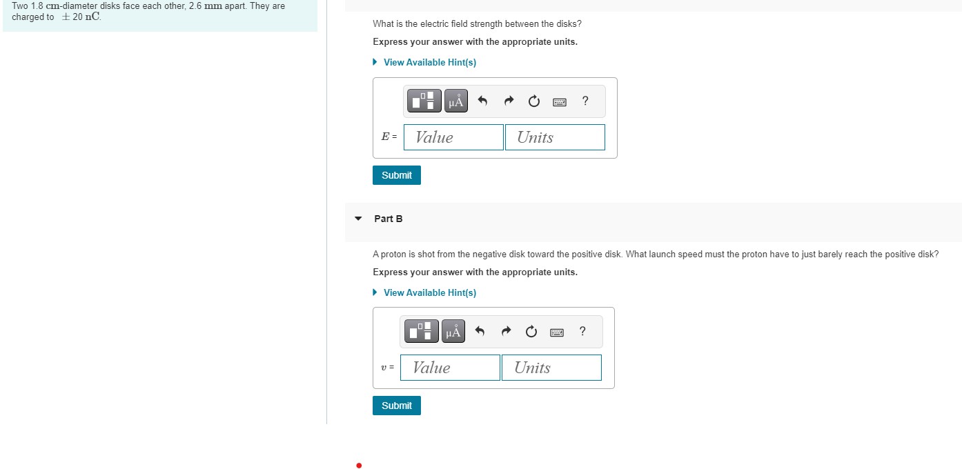 Solved Two 1.8cm-diameter disks face each other, 2.6mm | Chegg.com