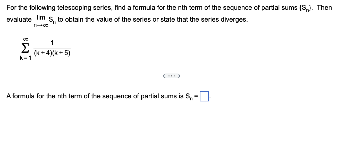 Solved For the following telescoping series, find a formula | Chegg.com