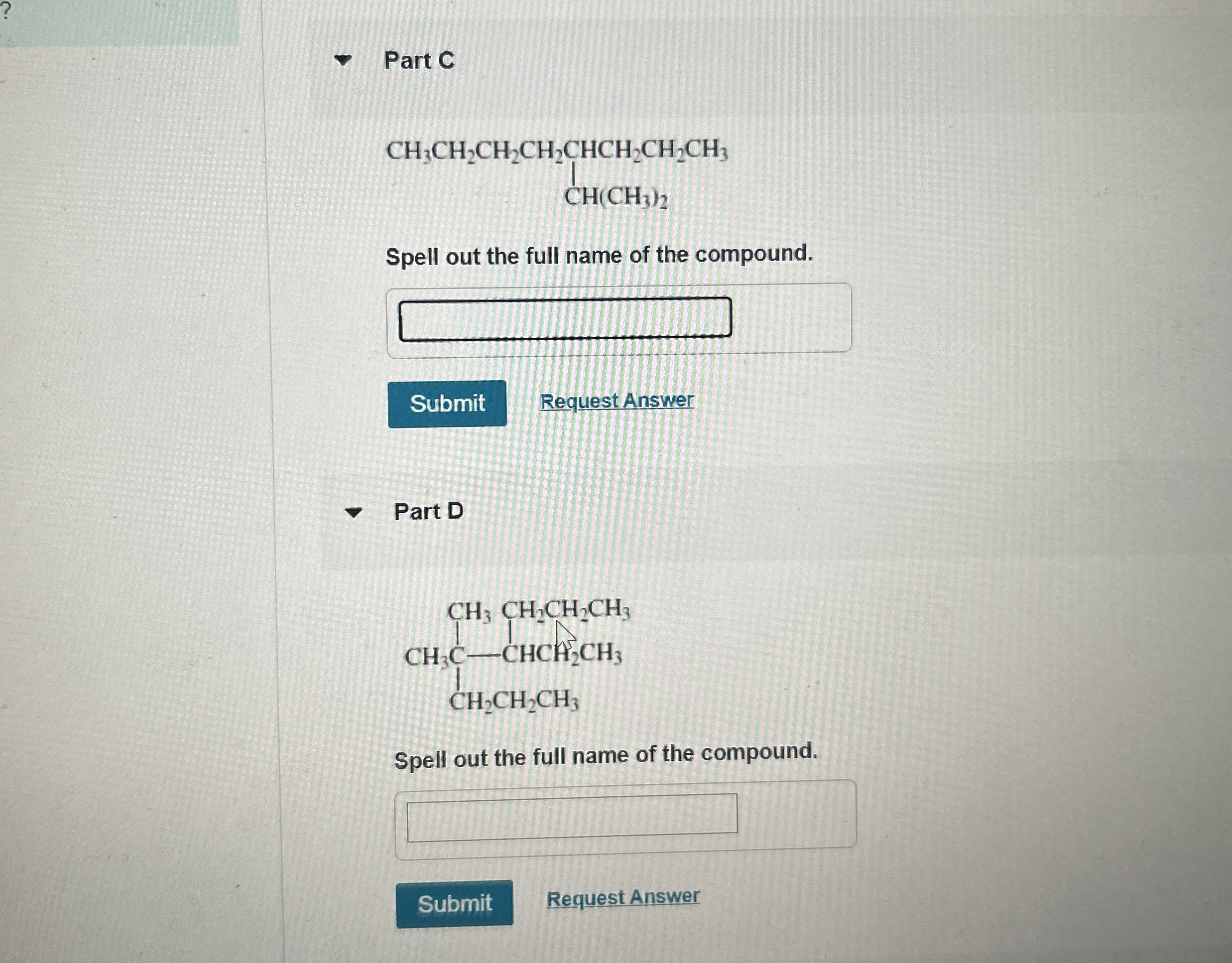 Solved Part CSpell out the full name of the compound.Request | Chegg.com