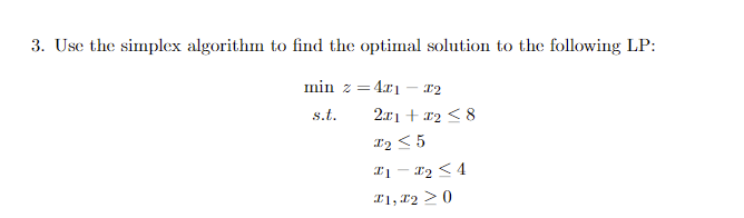 Solved Use the simplex algorithm to find the optimal | Chegg.com