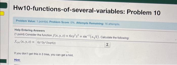 Solved Hw10 Functions Of Several Variables Problem 10 6165