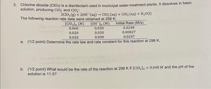 Solved Chlorine dioxide (ClO2) is a disinfectant used in | Chegg.com