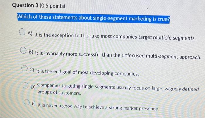 Solved Which of these statements about single-segment | Chegg.com