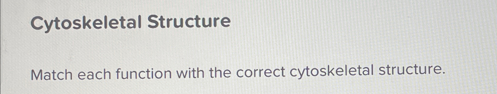 Solved Cytoskeletal StructureMatch each function with the | Chegg.com