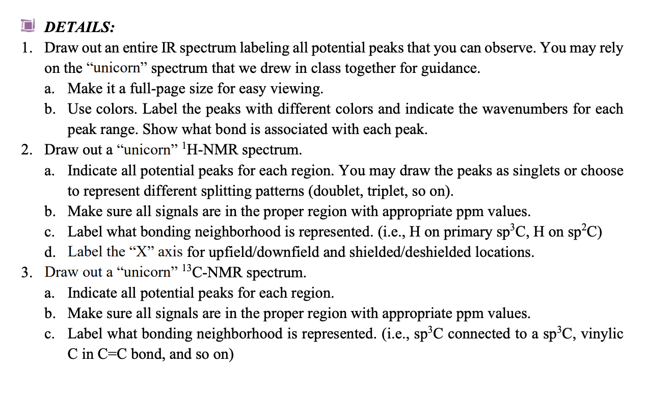 DETAILS:1.Draw out an entire IR spectrum labeling all | Chegg.com